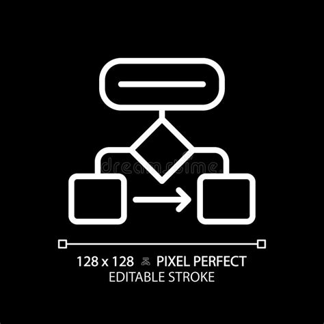 Flow Chart White Linear Icon For Dark Theme Stock Vector Illustration Of Process