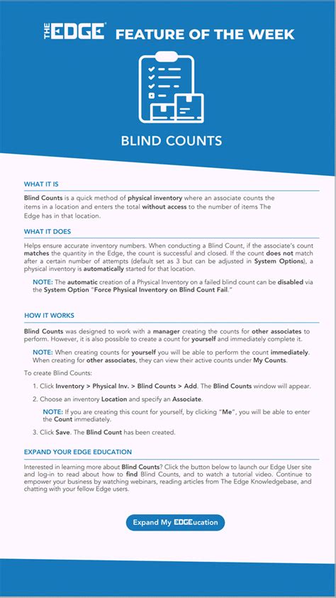 Edge Knowledge Base User Resources Feature Of The Week Blind Counts