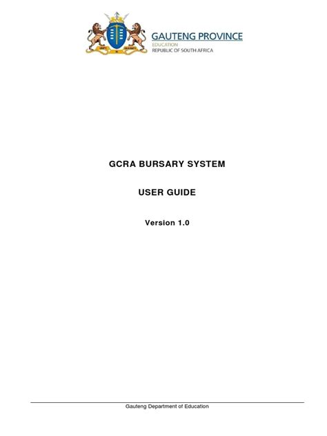 Gcra Bursary User Guide Pdf
