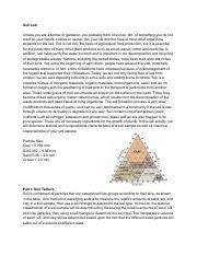 Soil Lab Pdf Soil Lab Unless You Are A Farmer Or Gardener You Probably Think Of Soil As