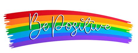 흰색 Be 긍정적 인 무지개 브러시 배경에 그림자가있는 필기체 문구 Lgbt 플래그 색상 Lgbtqia 문화에 대한 스톡 벡터