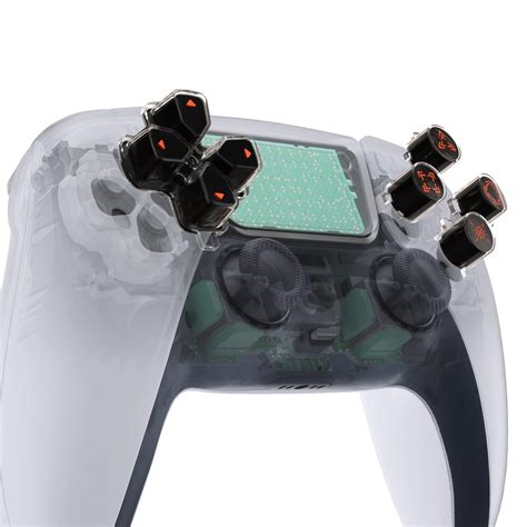 EXtremeRate Replacement Dpad Action Buttons Three Tone Black Clear