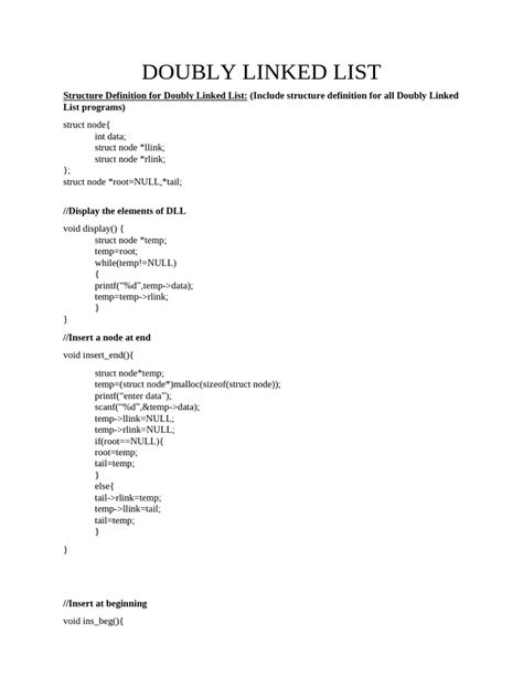 Doubly Linked List Pdf Algorithms And Data Structures Computing