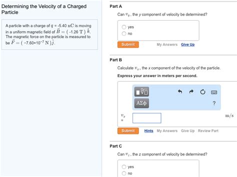 Solved Determining The Velocity Of A Charged Particle A Chegg