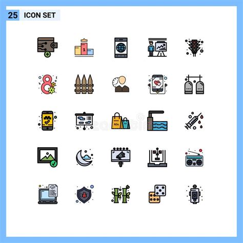 25 Thematic Vector Filled Line Flat Colors And Editable Symbols Of Light Report Cell