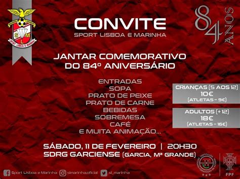 Jantar Comemorativo Do Sport Lisboa E Marinha Região De Leiria