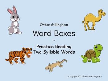Orton Gillingham Syllable Division Box Game For Two Syllable Words