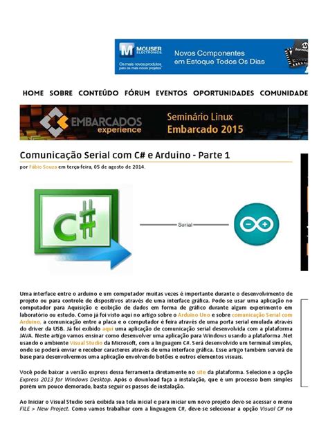 Comunicação Serial Com C E Arduino Parte 1 Embarcados Pdf
