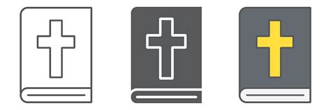 거룩한 성경 아이콘 모음 종교와기도 거룩한 책 아이콘 세트 벡터 그래픽 흰색 배경에 선형 패턴 0명에 대한 스톡 벡터 아트 및