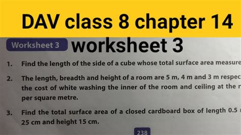 Dav Class 8 Chapter 14 Worksheet 3 ।class 8 Maths Chapter 14 Worksheet