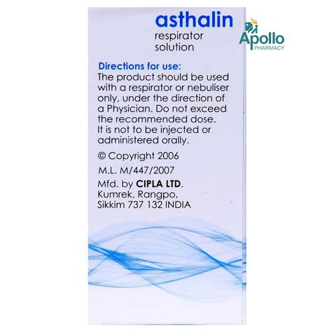 Asthalin Respiratory Solution 15 Ml Price Uses Side Effects
