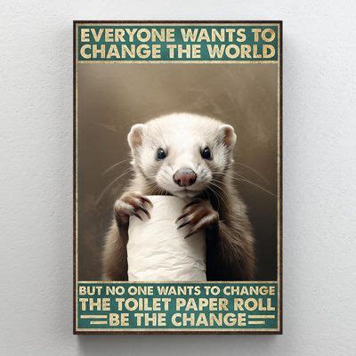 Trinx Otter The Toilet Paper Roll Piece Rectangle Graphic Art Print On Wrapped Canvas