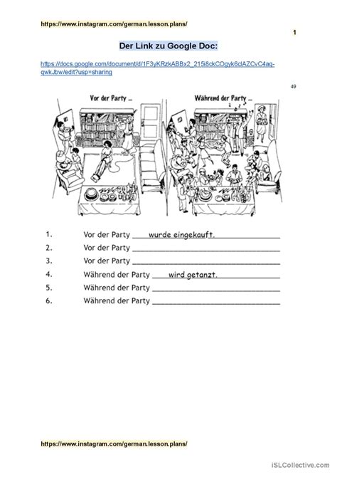 Partys Passiv A2 Allgemein Deutsch Daf Arbeitsblätter Pdf And Doc