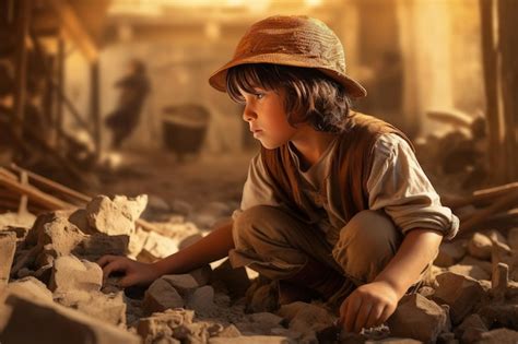 Arqueólogo Entusiasta Niño Niño Generate Ai Foto Premium