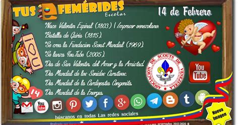 Tus Efemérides Escolar 2012 2023 Tus Efemérides hoy 14 de Febrero