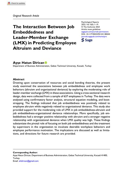 Pdf The Interaction Between Job Embeddedness And Leader Member