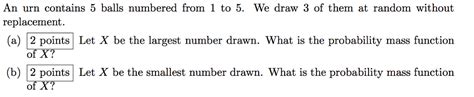 solved an urn contains 5 balls numbered from 1 to 5 we draw