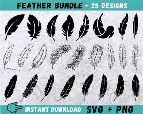 Feather Svg Feathers Svg Bundle Feathers Clipart Cut Files Etsy