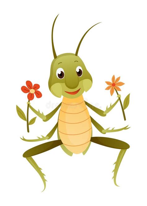Playful Cartoon Grasshopper Character In A Dynamic Pose Stock Vector
