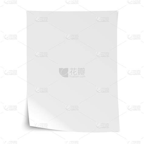 空白的现实白纸书写纸弯曲的角落和阴影