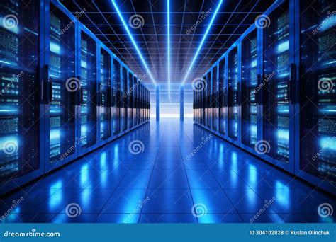 Data Center With Several Rows Of Running Server Racks Stock Photo Image Of Hardware Dark