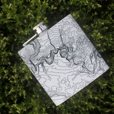 Dinosaur National Monument Engraved Topographic Map Hip Flask In Mat