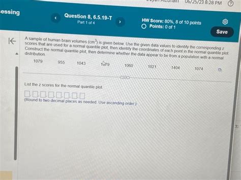 Solved A Sample Of Human Brain Volumes Cm3 Is Given Below Chegg