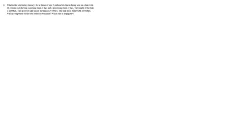 Solved 2 What Is The Total Delay Latency For A Frame Of