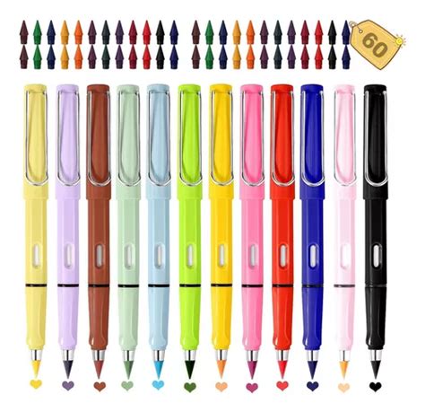 12 Lápices De Colores Infinitos Con Goma Y Puntas 60 Piezas MercadoLibre