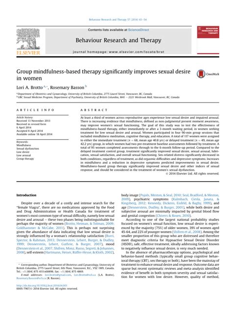 Brotto Basson 2014 Group Mindfulness Based Therapy Significantly