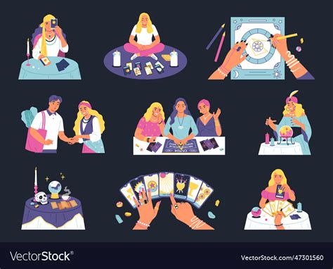 Fortune Telling Compositions Set Royalty Free Vector Image