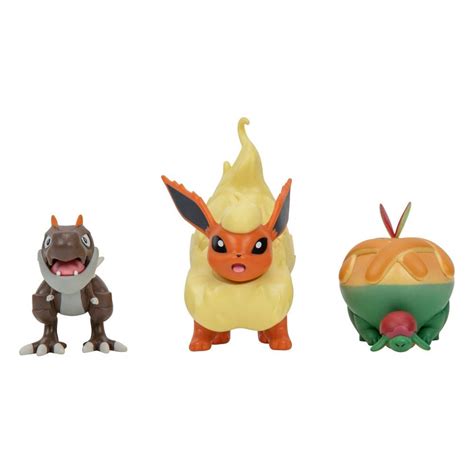 Pokémon Set de Figuras de Batalla Pack de 3 Appltun Tyrunt Flareon