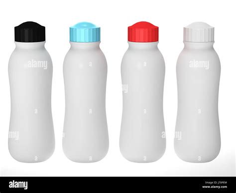 Blank Plastic Bottle Packaging With Cap Set Clipping Path Included