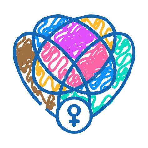 Intersectional Feminism Woman Icon Doodle Illustration Stock Vector