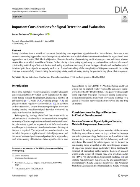 PDF Important Considerations For Signal Detection And Evaluation