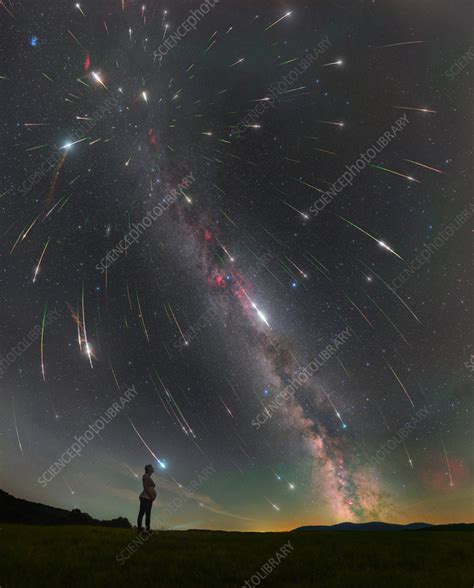 Perseid Meteor Shower Composite Image Stock Image C0592675 Science Photo Library