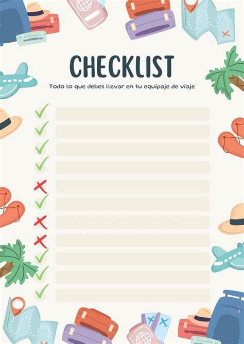 free and customizable travel checklist templates canva