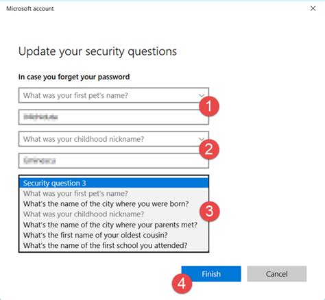 How To Set Security Questions For A Local User Account In Windows 10