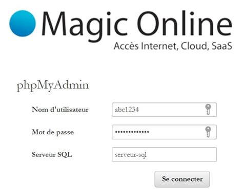 Accéder à l outil phpMyAdmin