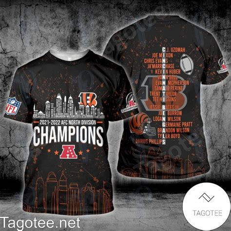 Cincinnati Bengals 2021 2022 Afc North Division Champions City Printed