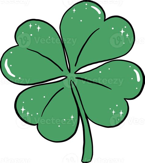 4 Leaf Clover With Short Stem Hand Drawn Doodle 57531842 Png