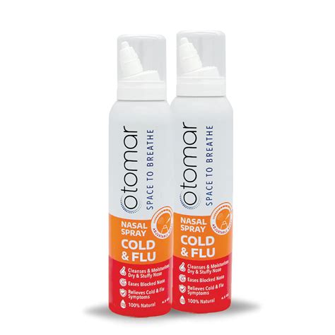 Otomar Adults Cold And Flu Saline Nasal Spray Sinus Rinse For Blocked