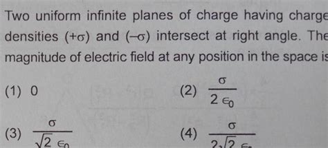 [answered] Two Uniform Infinite Planes Of Charge Having Charge Kunduz