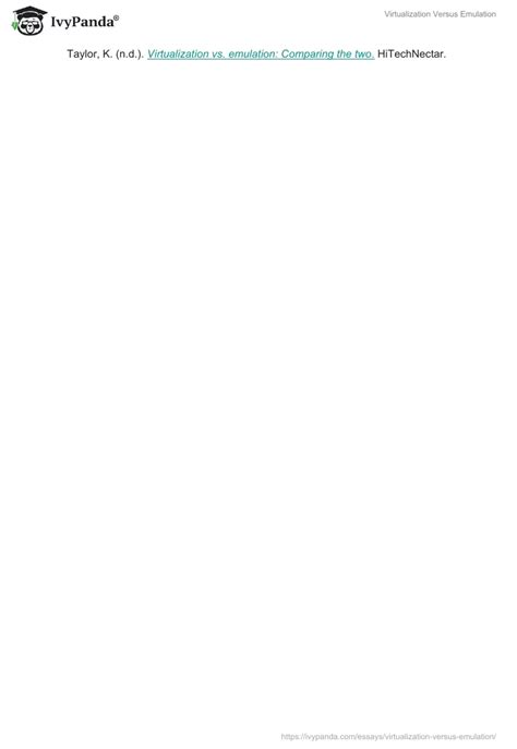 Virtualization Versus Emulation 307 Words Research Paper Example