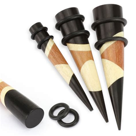 Organic Triple Layered Wood Taper With Two O Rings Voodoo Body Jewellery