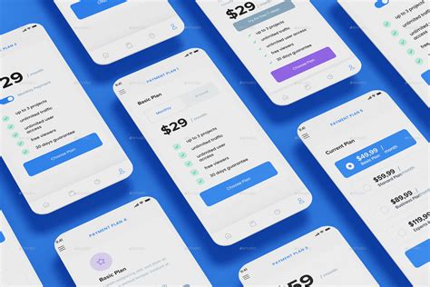 Payment Plan And Services Plans Screens App Ui Kit Web Elements Graphicriver