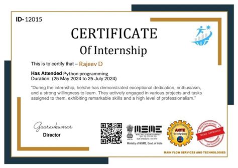 Rajeev D On Linkedin Mainflow Internship