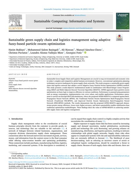 pdf sustainable green supply chain and logistics management using