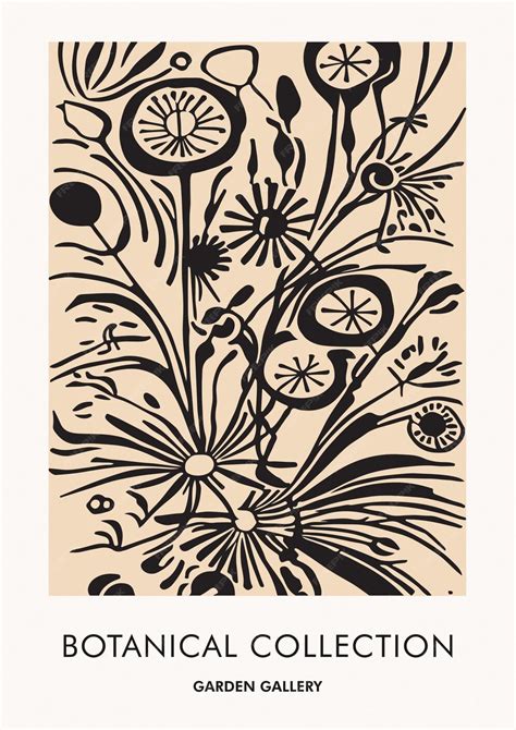 Premium Vector Boho Botanical Linocut Art Cut Outs Flowers
