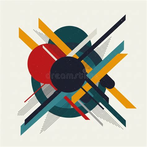 Abstract Geometric Composition Featuring Overlapping Shapes Such As Circles Stock Illustration